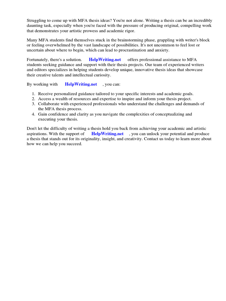 Mfa Thesis Ideas | PDF | Thesis | Self