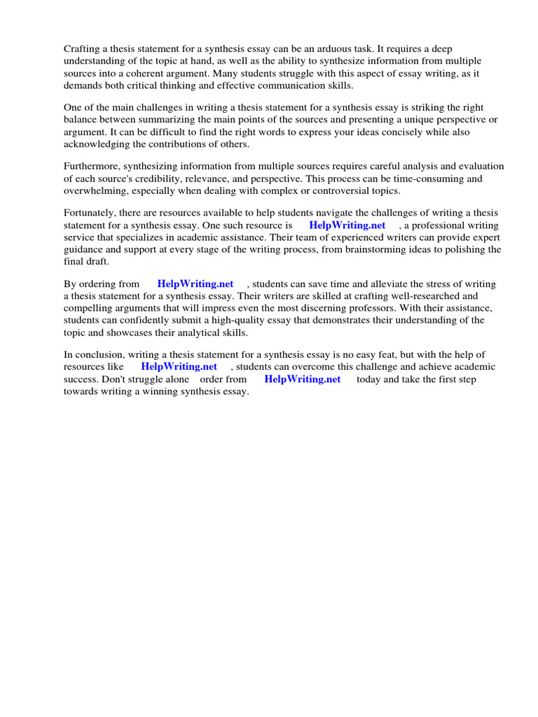 How To Write A Good Thesis Statement For A Synthesis Essay | PDF ...
