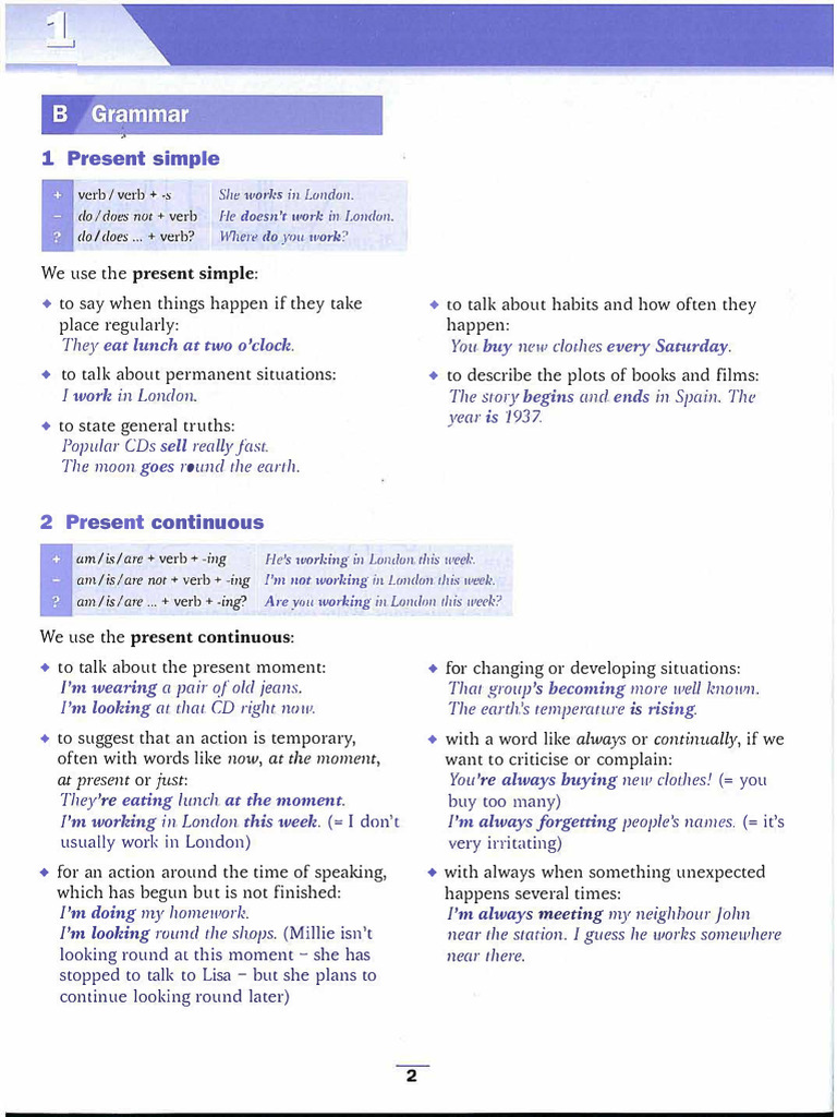 Basic Rules - Present Simple Vs Present Continuous | PDF | Language ...