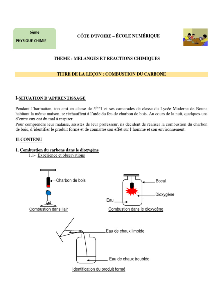 PC 5ème - L9 - Combustion Du Carbone | PDF | La combustion | Changement climatique
