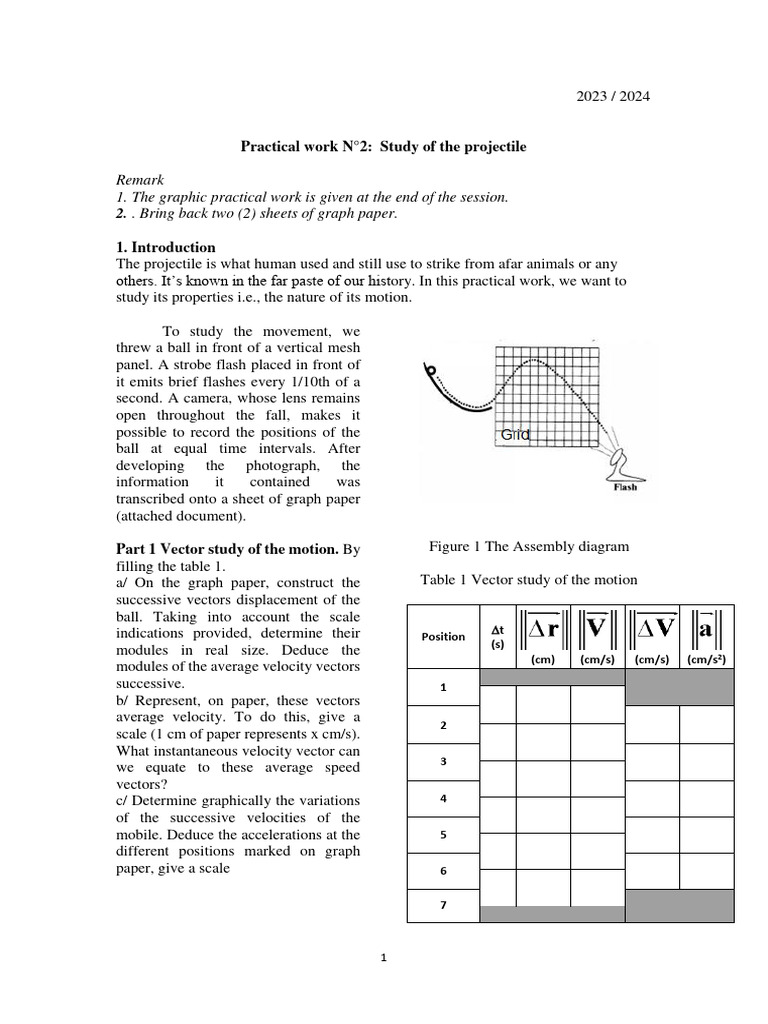 Practical Work N°2 Study of The Projectile | PDF Practical Work N°2 Study of The Projectile | PDF