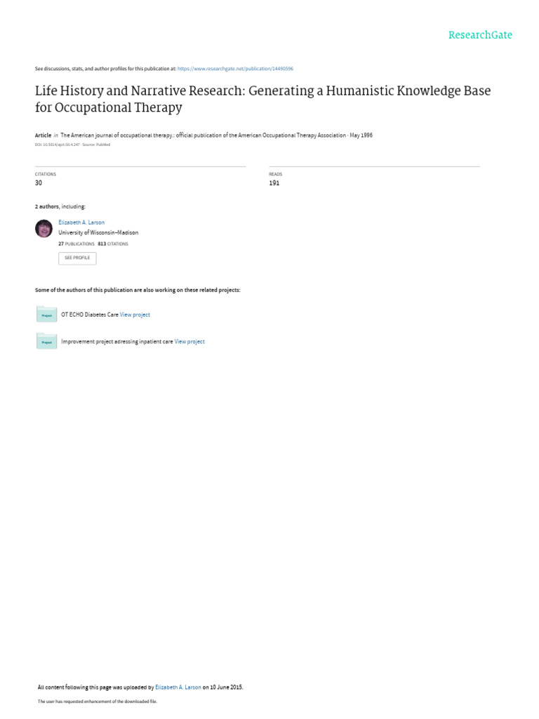 Life History and Narrative Research: Generating A Humanistic Knowledge ...