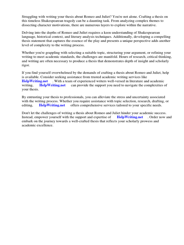 Thesis About Romeo and Juliet | PDF | Poetry | Young Adult