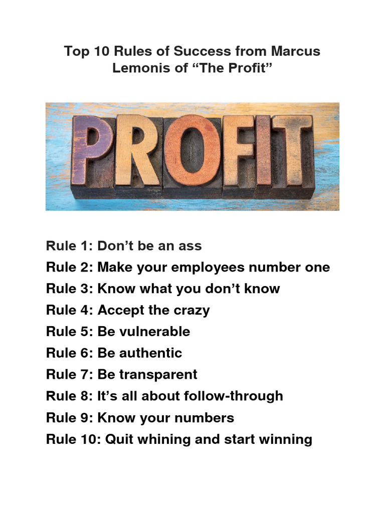 Top 10 Rules of Success From Marcus Lemonis of | PDF