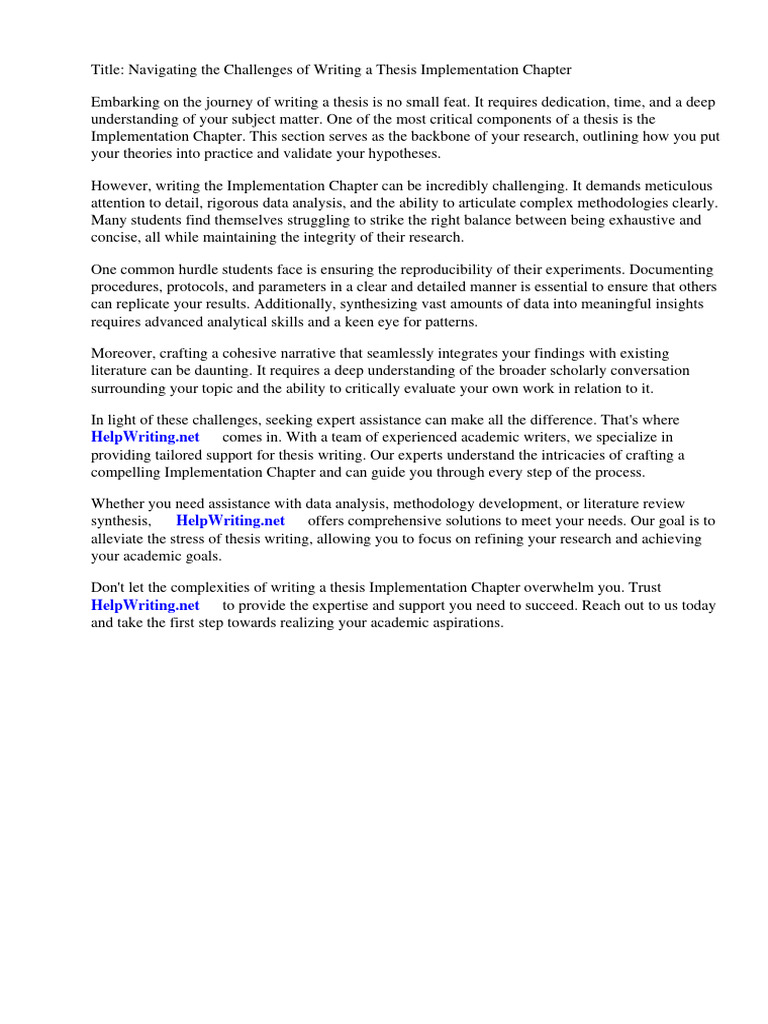 Thesis Implementation Chapter Pdf Strategic Management Methodology