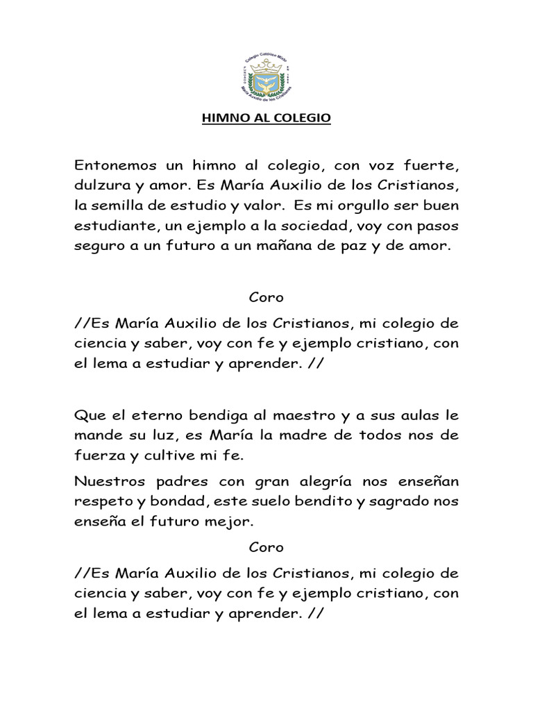 Himno Al Colegio | PDF