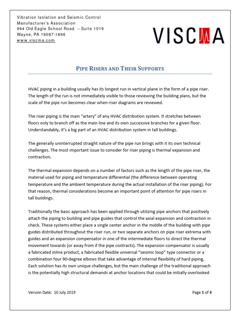 Pipe Risers and Their Supports | PDF | Damages | Pipe (Fluid Conveyance)