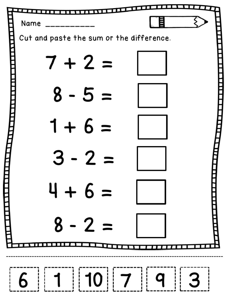 Name - Cut and Paste The Sum or The Difference | PDF