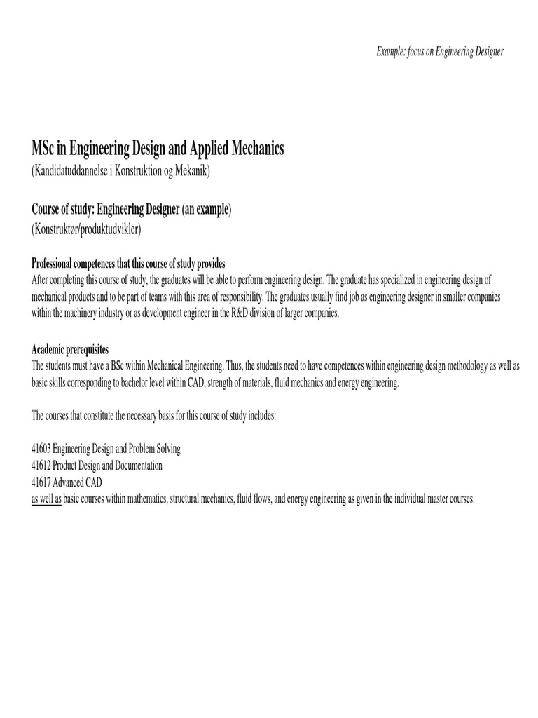 MSc in Engineering Design Program | PDF | Engineering | Engineering Design Process