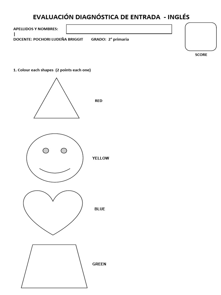 EVALUACIÓN DIAGNÓSTICA DE ENTRADA 2° GRADO PRIMARIA | PDF