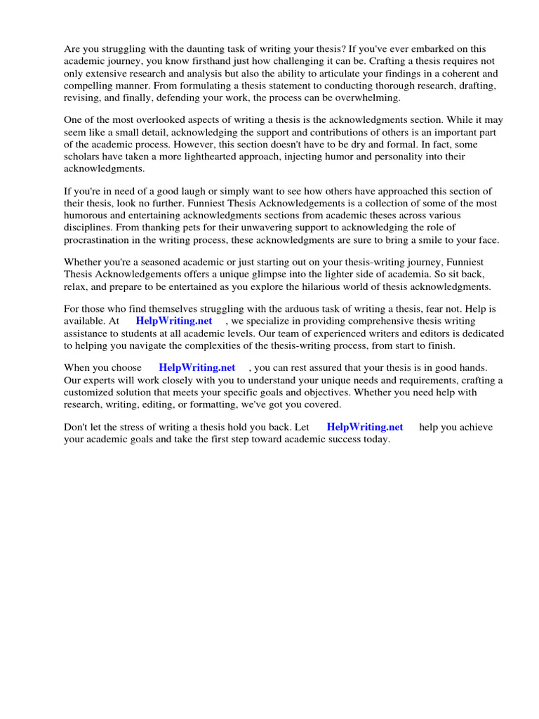 Funniest Thesis Acknowledgements | PDF | Thesis