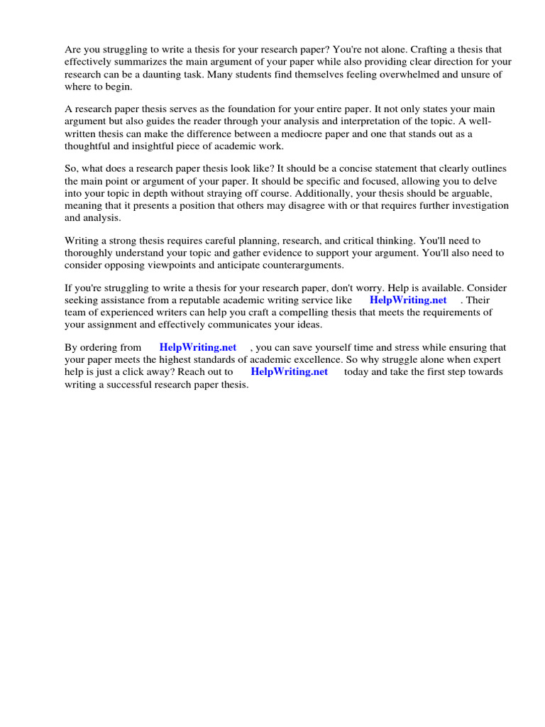 What Does A Research Paper Thesis Look Like | PDF | Academic Publishing ...