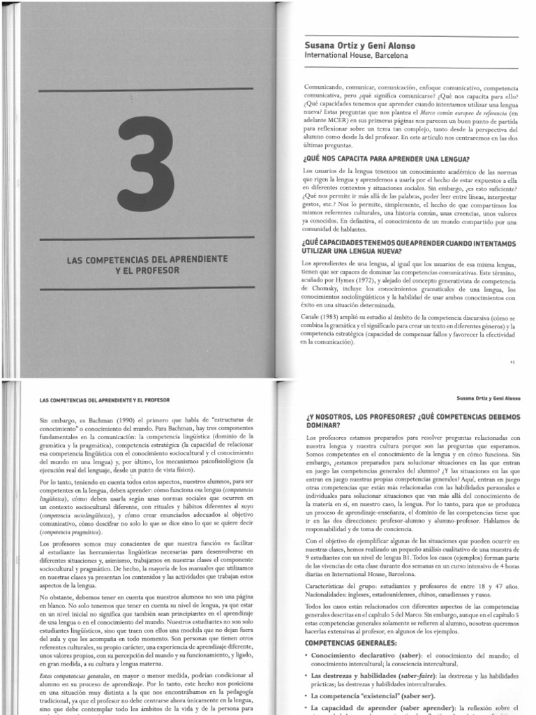 Cap 3las Competencias Del Aprendiente y El Profesor | PDF