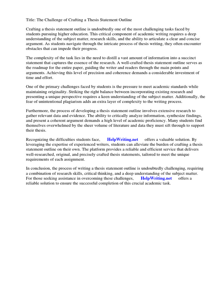 Write Thesis Statement Outline | PDF | Essays | Thesis