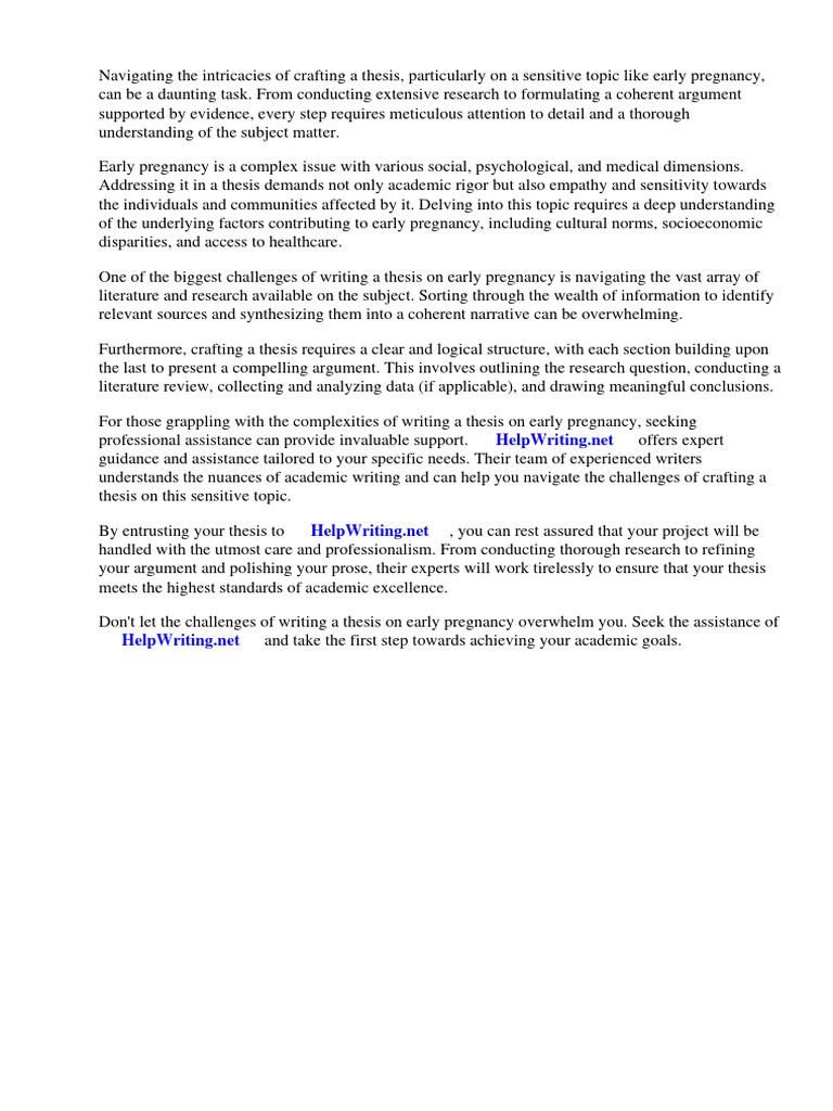 Early Pregnancy Baby Thesis | PDF