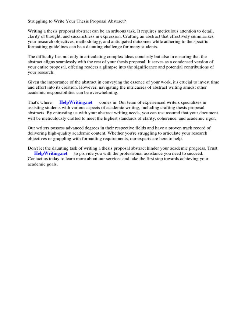 Example of Thesis Proposal Abstract | PDF | Thesis | Abstract (Summary)