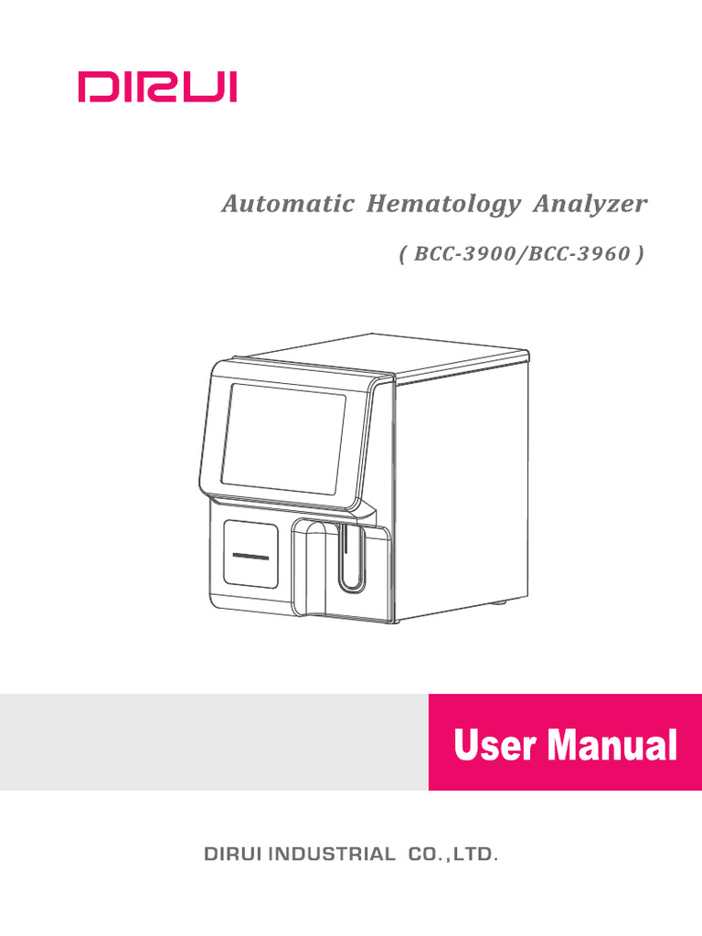 BCC-3900 Dirui Manual de Usuario | PDF | Blood