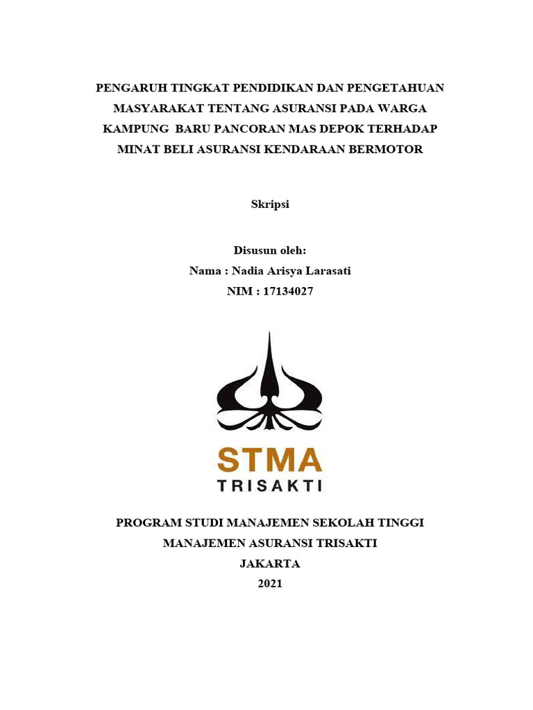 Skripsi Nadia Arisya Larasati Terbaru | PDF | Karier & Perkembangan | Bisnis