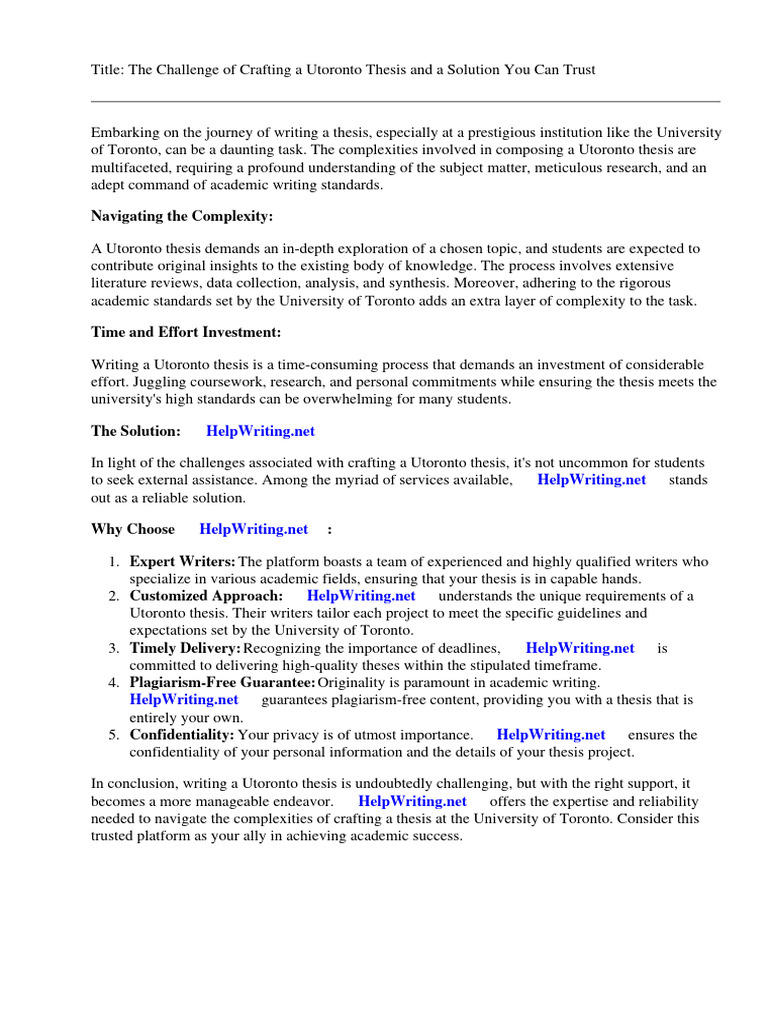 Writing Utoronto Thesis | PDF | Thesis