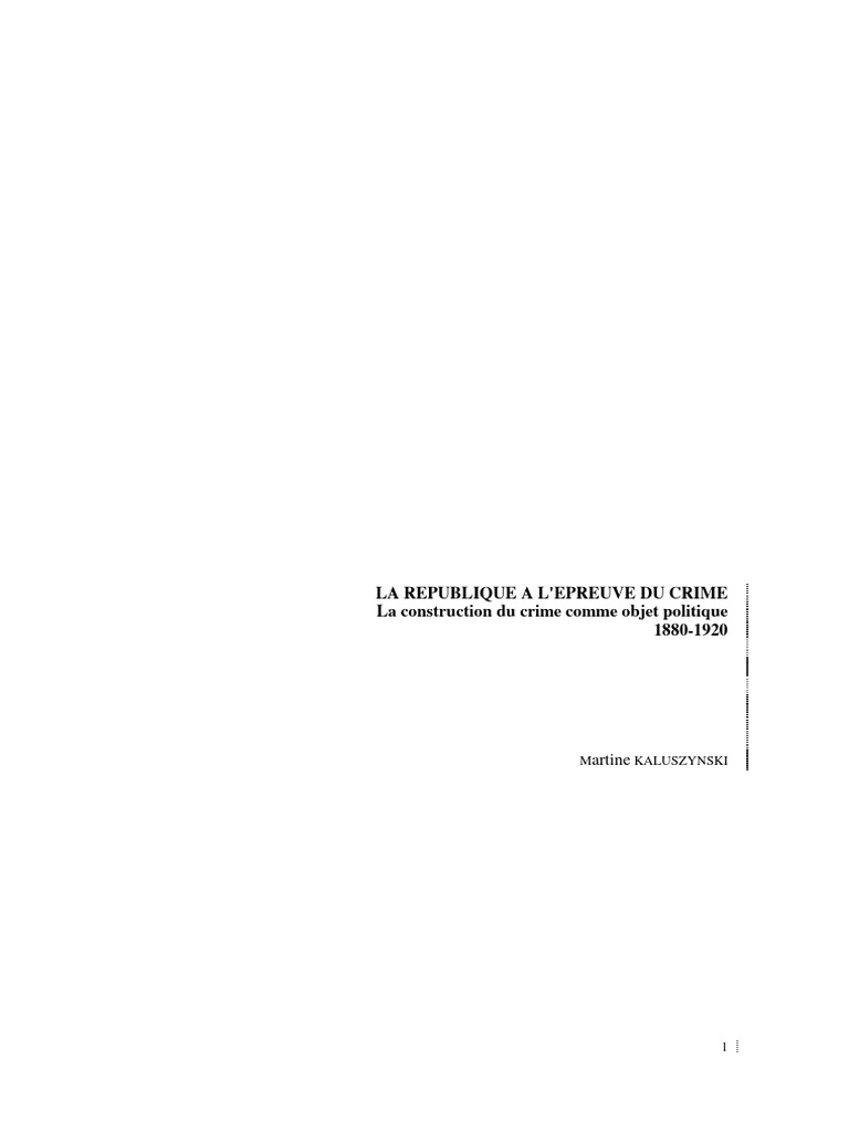 Crime et politique en République 1880-1920 | PDF | Criminologie | Science