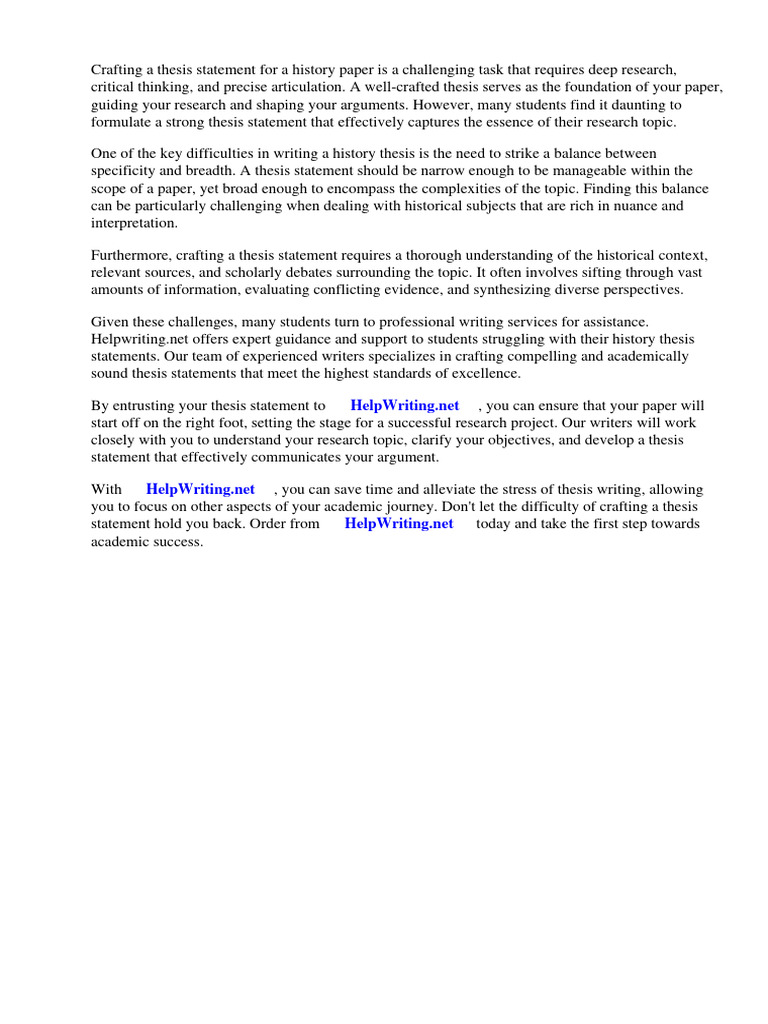 Examples of History Paper Thesis Statements | PDF | Thesis | Essays