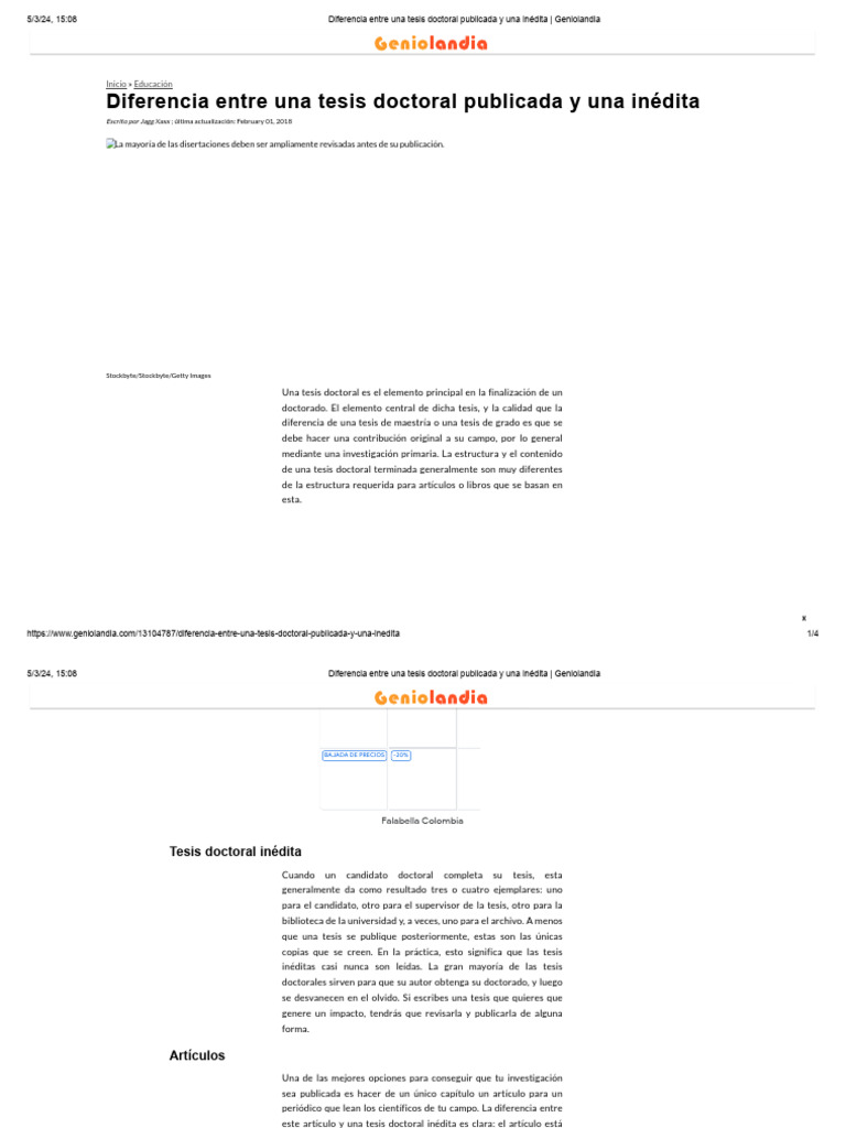 Diferencias entre tesis doctoral e inédita | PDF | Tesis | Doctorado
