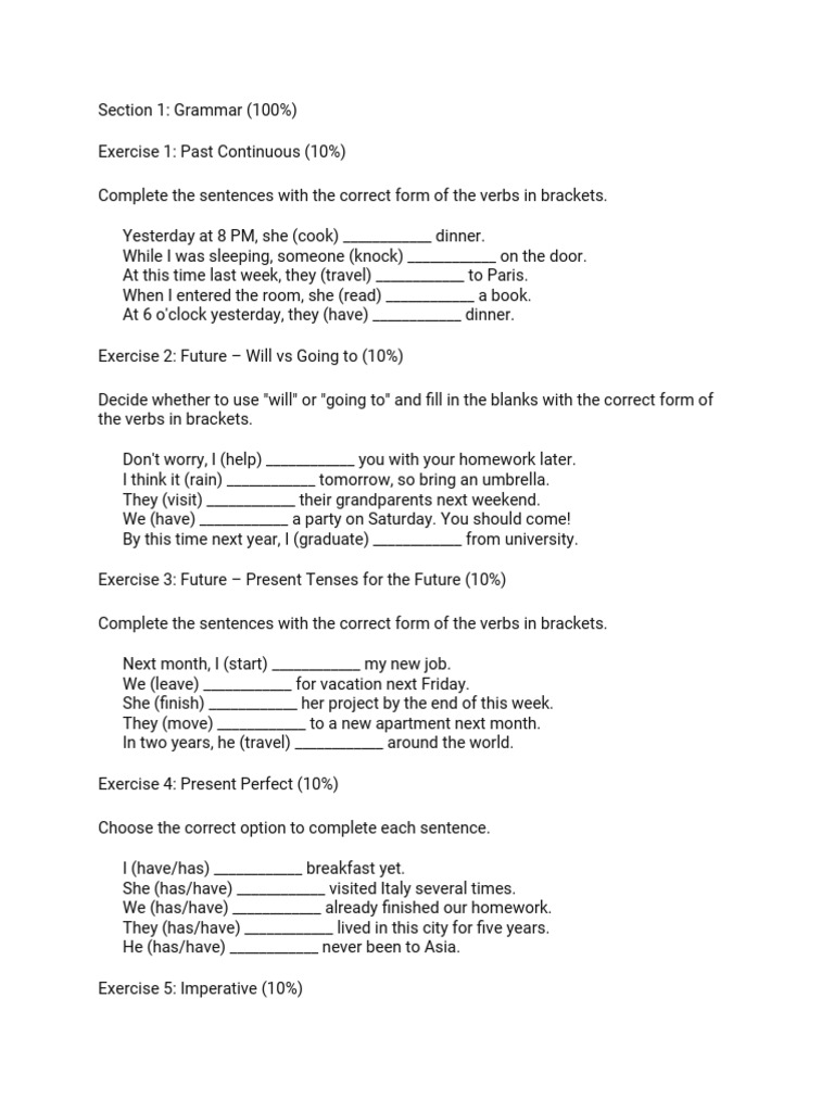 A2 Grammar Final Exam | PDF | Adjective | Verb