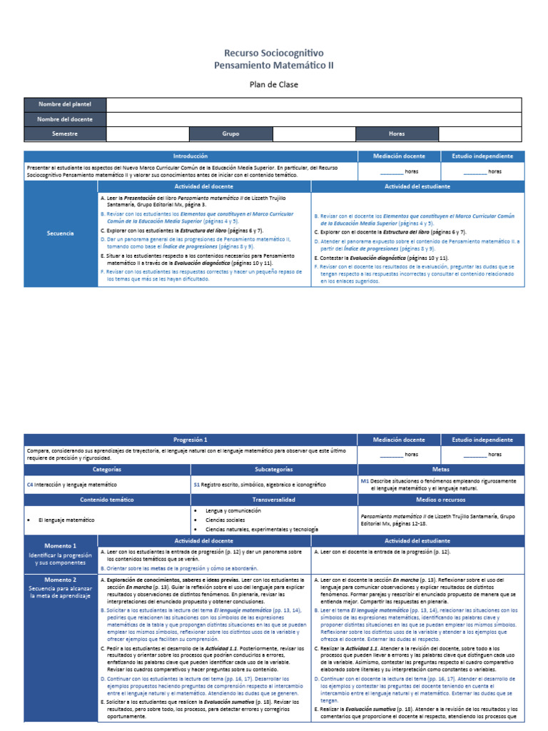 T24A DGETI PM2 Plan Clase | Descargar gratis PDF | Evaluación | Matemáticas
