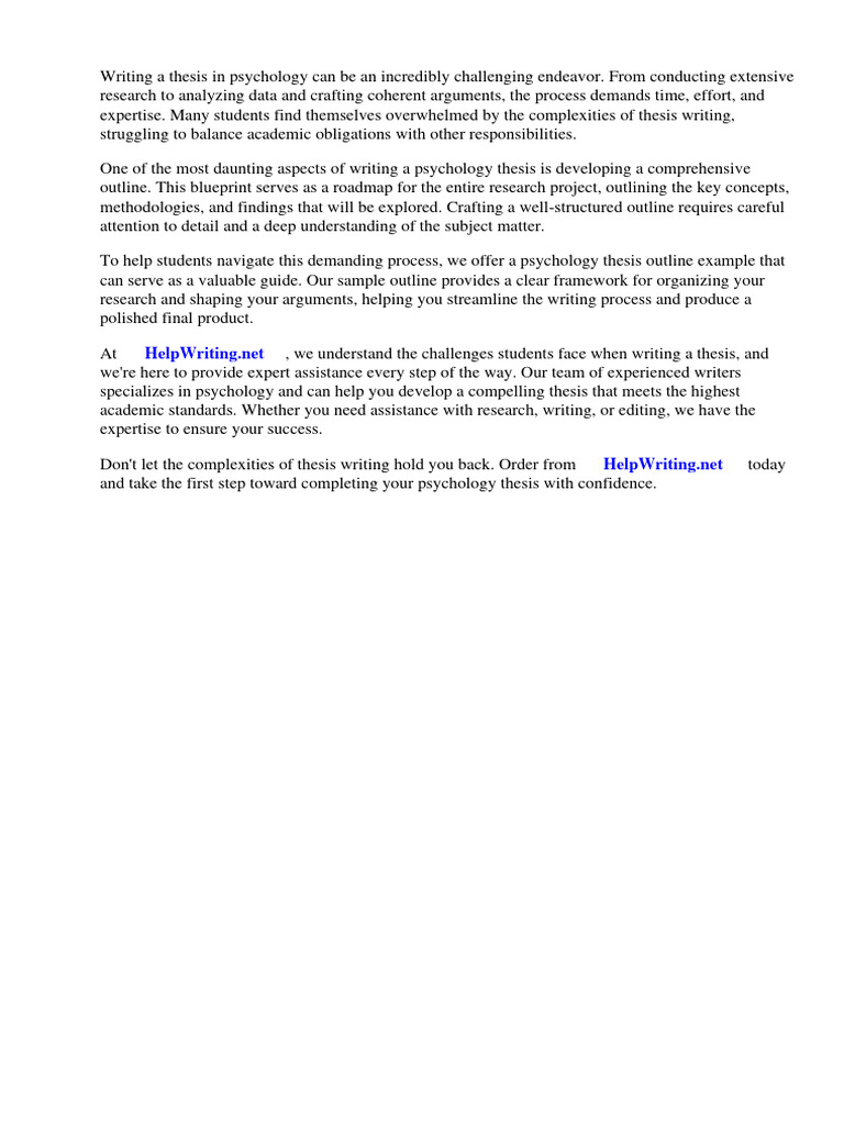 Psychology Thesis Outline Example | PDF | Psychology | Thesis