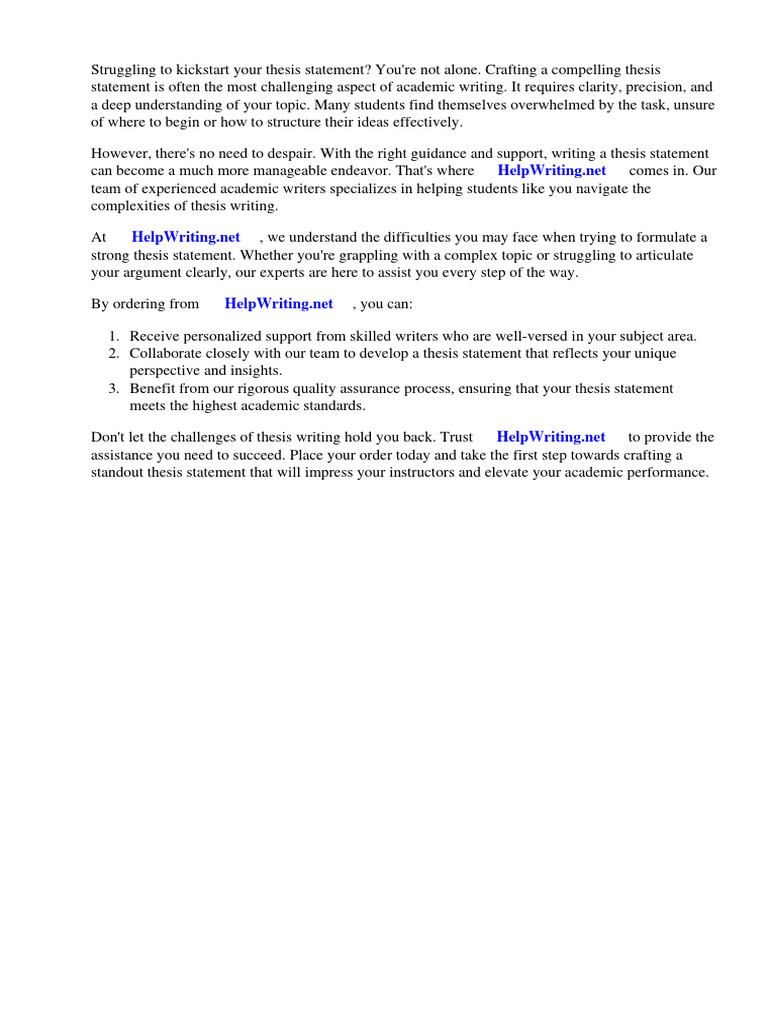 Good Way To Start Off A Thesis Statement | PDF | Essays | Thesis