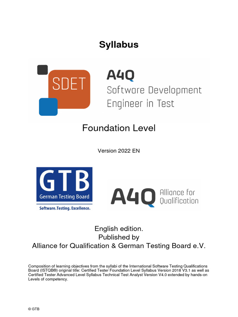 A4 Q20 SDET20 Foundation 20 Level 20 Syllabus 20 EN | PDF | Software ...