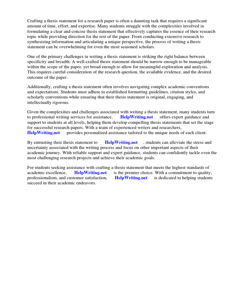 Thesis Statement Research Paper | PDF | Career & Growth