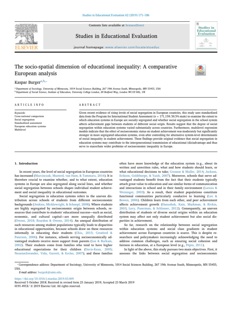 The socio-spatial dimension of educational inequality: A comparative ...