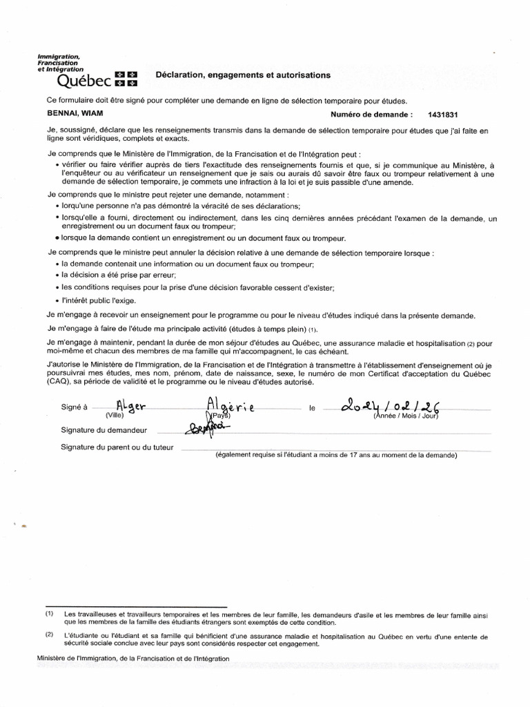 Déclaration d'engagement pour études | PDF | Justice | Crime et violence
