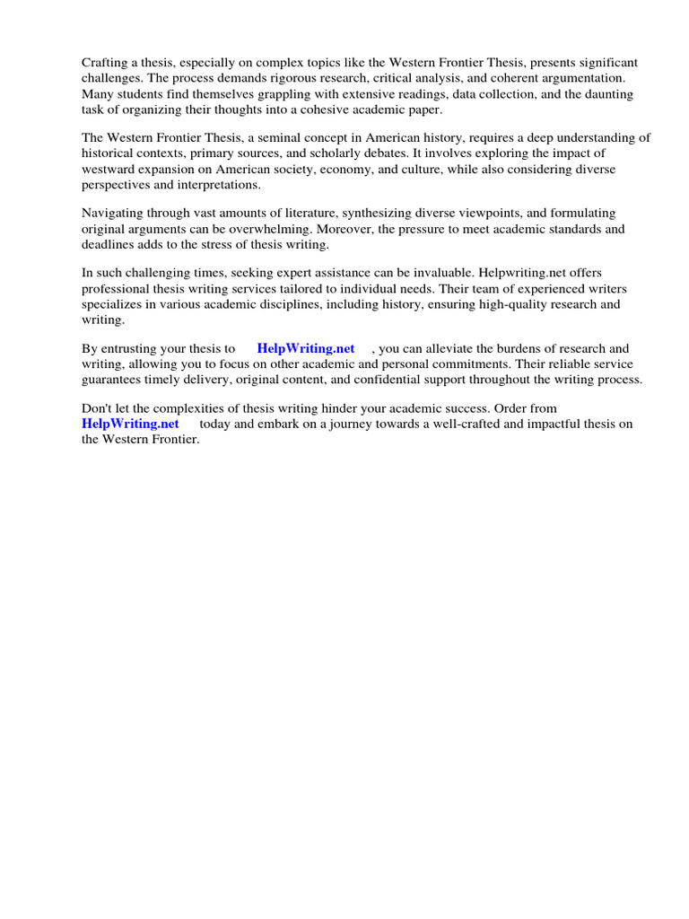 Understanding the Western Frontier Thesis | PDF | American Frontier ...