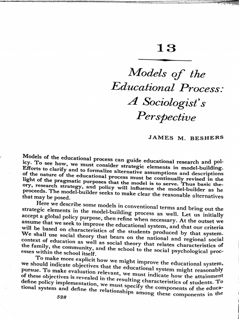 Beshers - 1972 - Ch13 Models of Educ Process Socio Perspect | Download ...