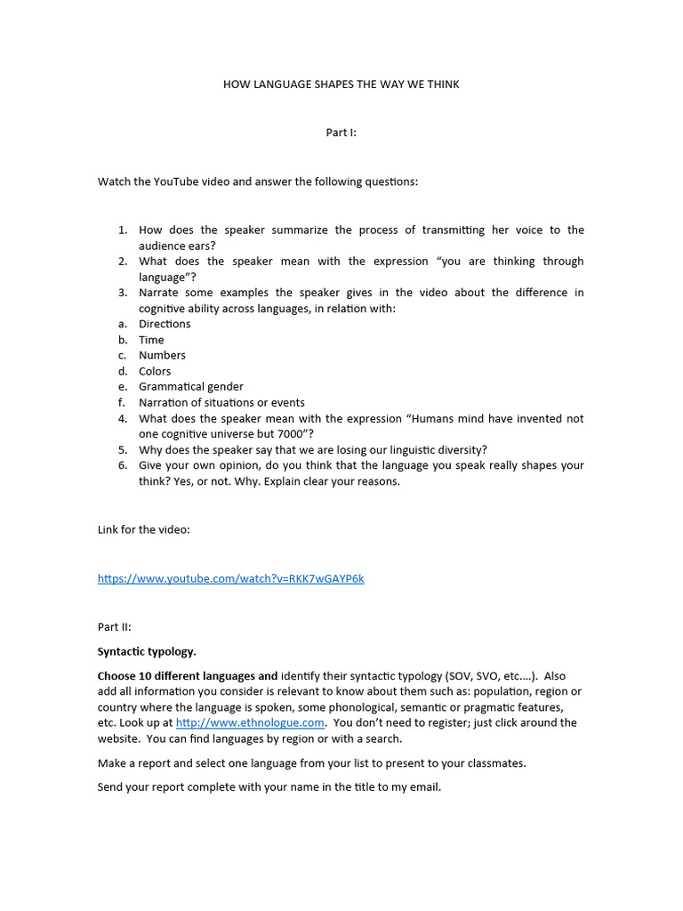 How Language Shapes the Way We Think | PDF