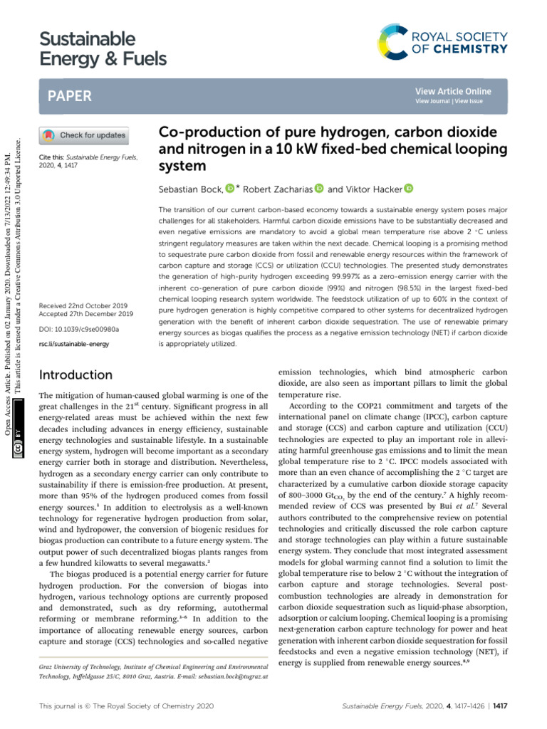 Co-Production of Pure Hydrogen, Carbon Dioxide | PDF | Carbon Capture ...