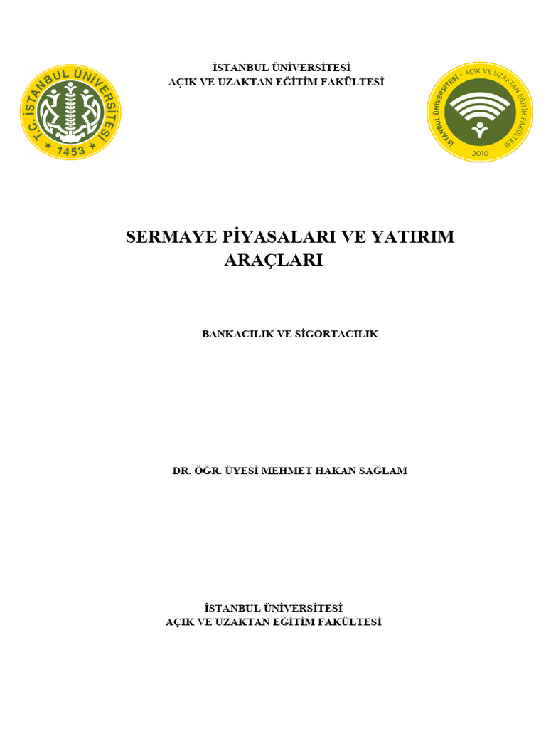 Sermaye Pi̇yasalari Ve Yatirim Araçlari-İst Üni̇-Eki̇tap | PDF Sermaye Pi̇yasalari Ve Yatirim Araçlari-İst Üni̇-Eki̇tap | PDF