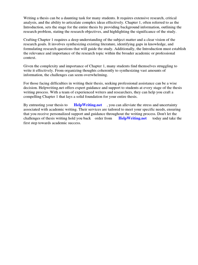 Writing A Thesis Chapter 1 | PDF | Thesis | Essays