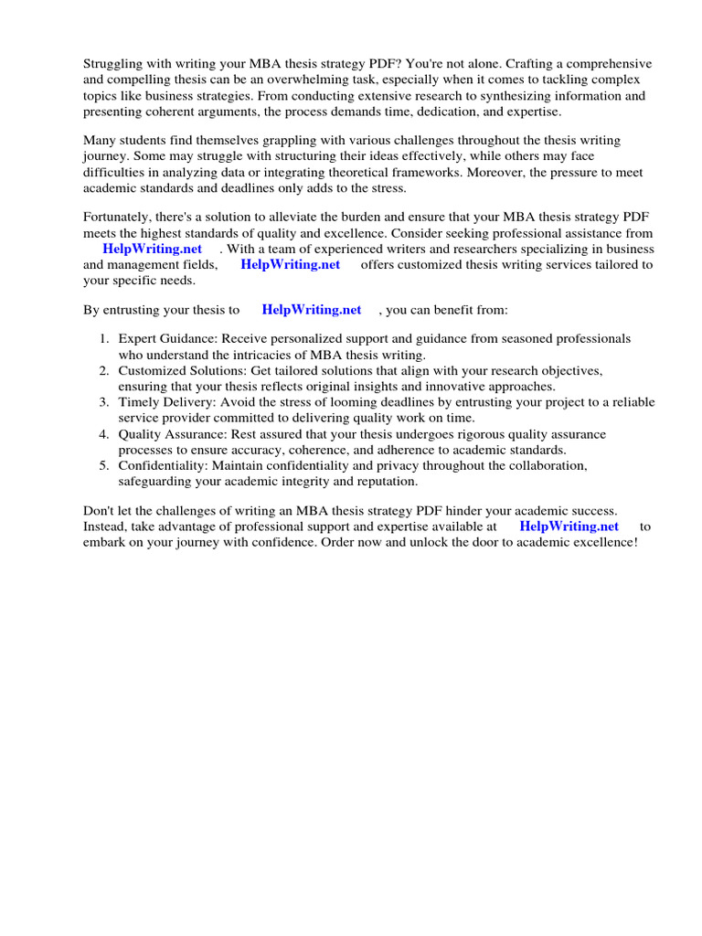 Mba Thesis Strategy Pdf Pdf Thesis Master Of Business Administration