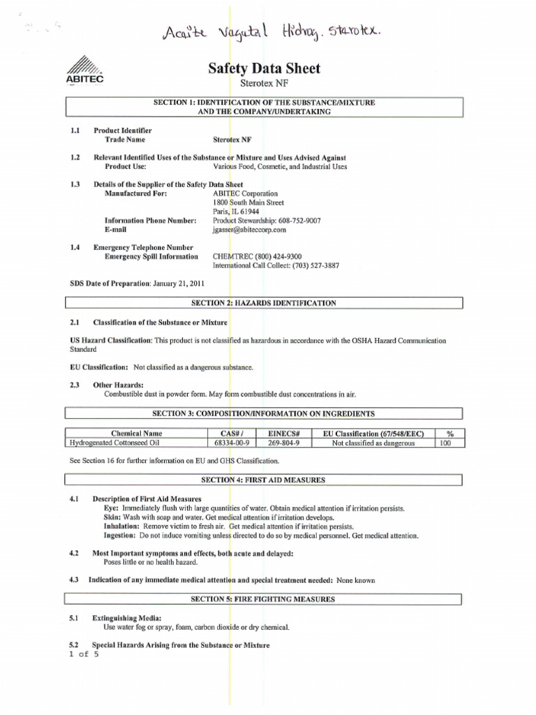 Aceite Vegetal Hidrog Sterotex | PDF