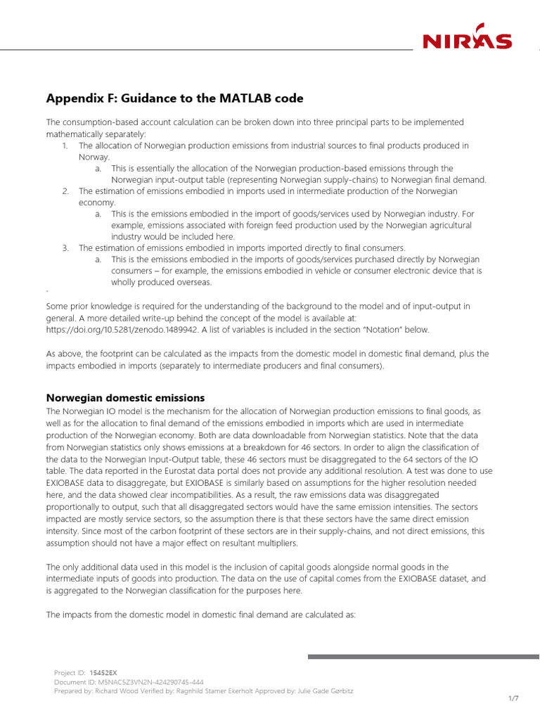 Appendix F Guidance To MATLAB Code | PDF | Input–Output Model | Matrix (Mathematics)