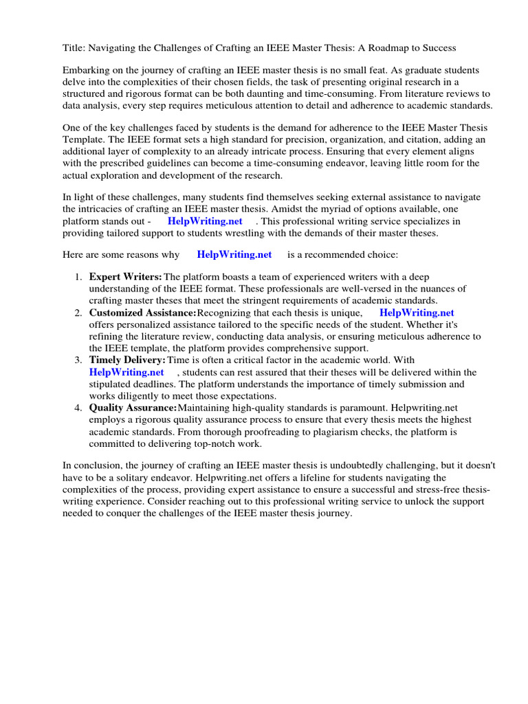 IEEE Thesis Writing Guide | PDF | Thesis | Linguistics