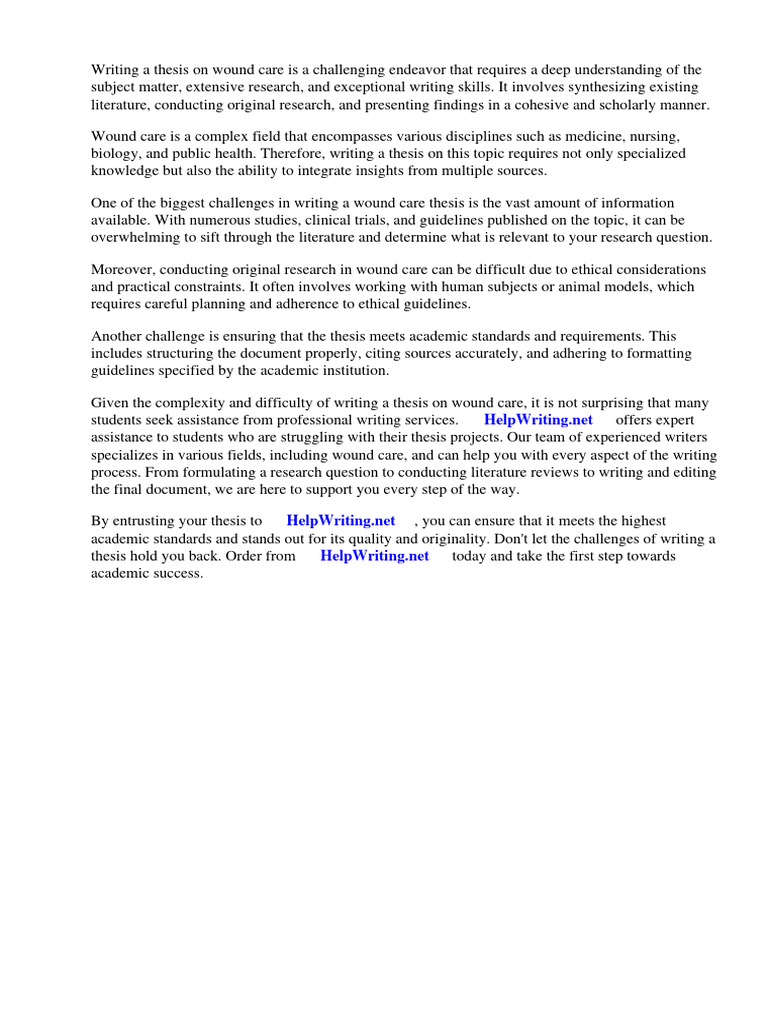 Wound Care Thesis | PDF | Wound | Surgery