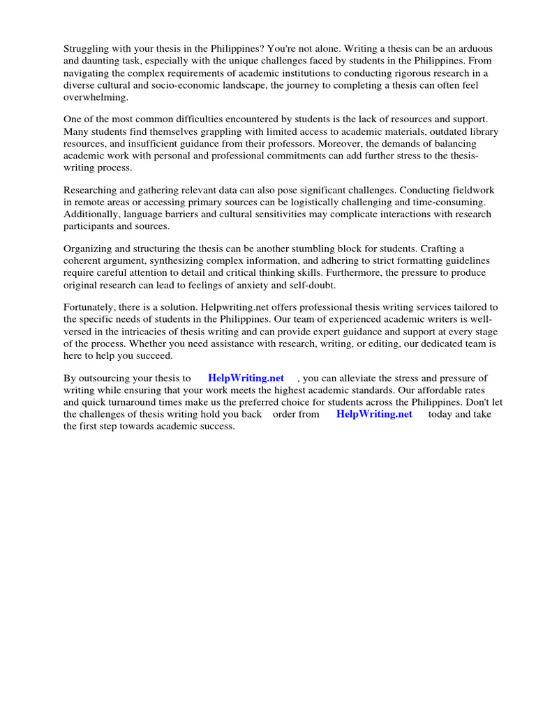Thesis Problems in The Philippines | PDF | Thesis | Essays
