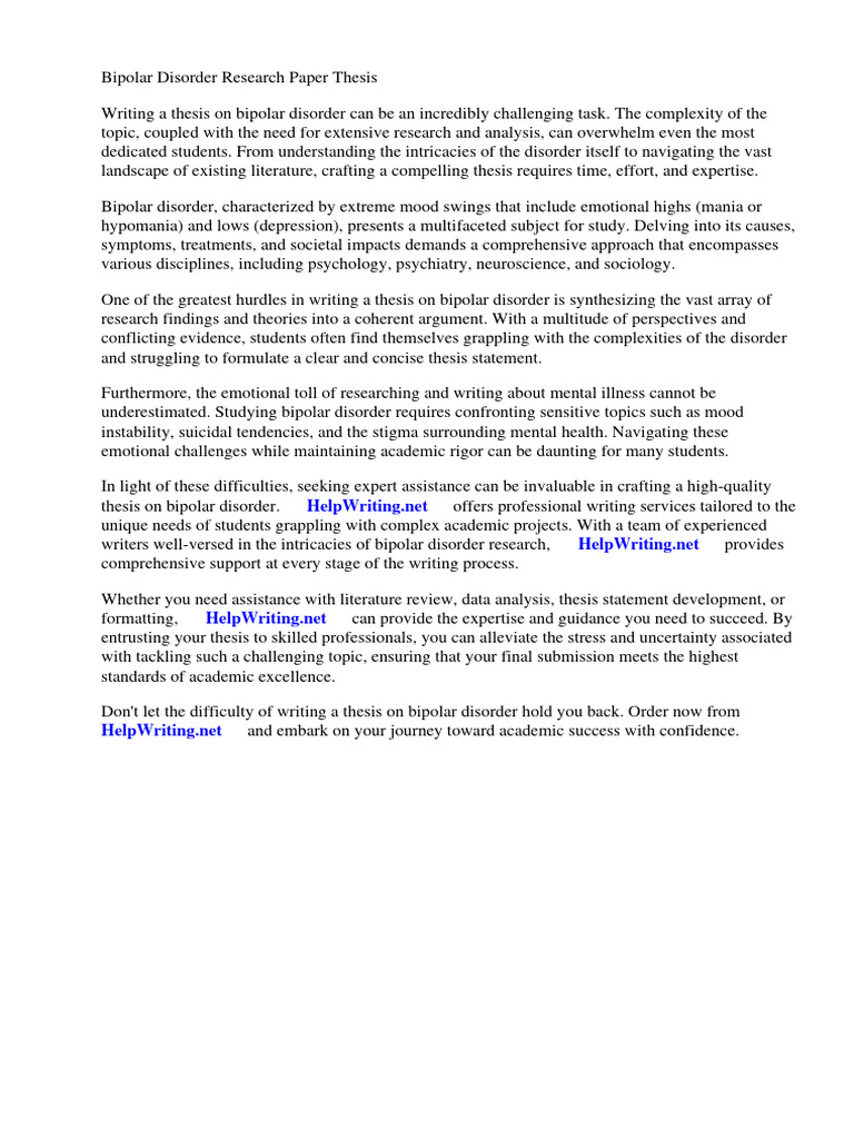 Bipolar Disorder Research Paper Thesis | PDF | Bipolar Disorder ...
