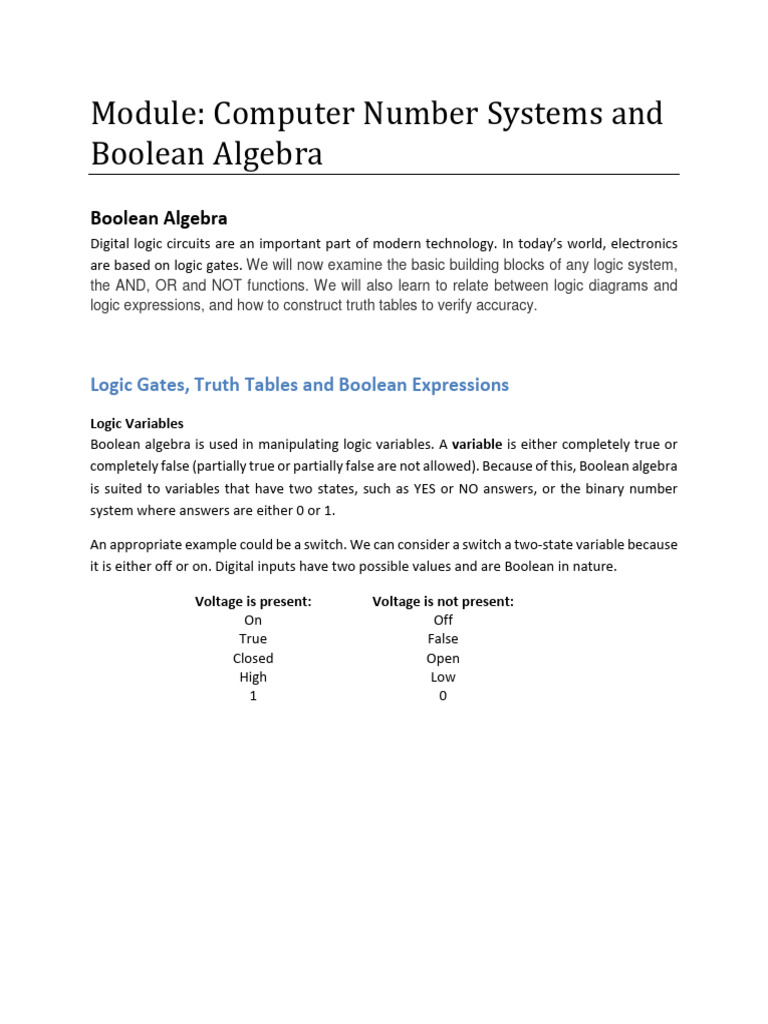 Boolean Algebra Workbook | PDF | Boolean Algebra | Teaching Mathematics
