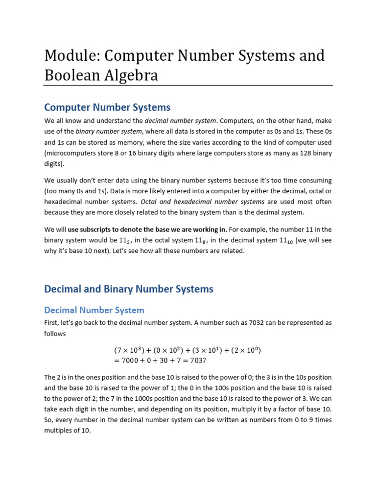 Computer Number Systems Workbook | PDF | Decimal | Subtraction