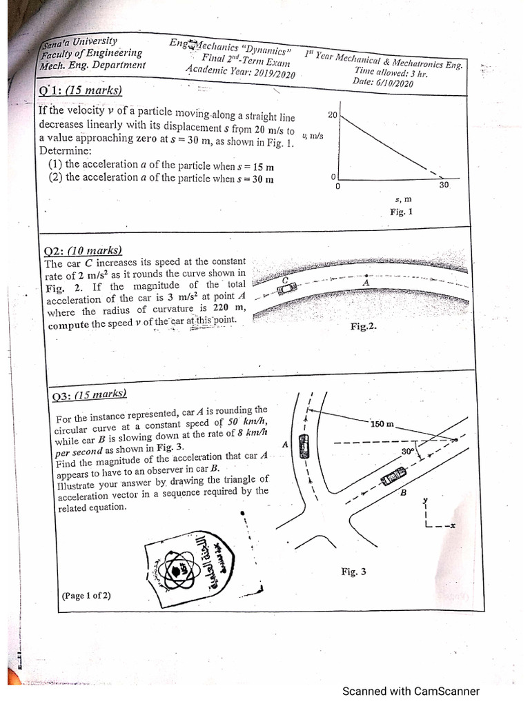 Mechanics Dynamics - Exams | PDF